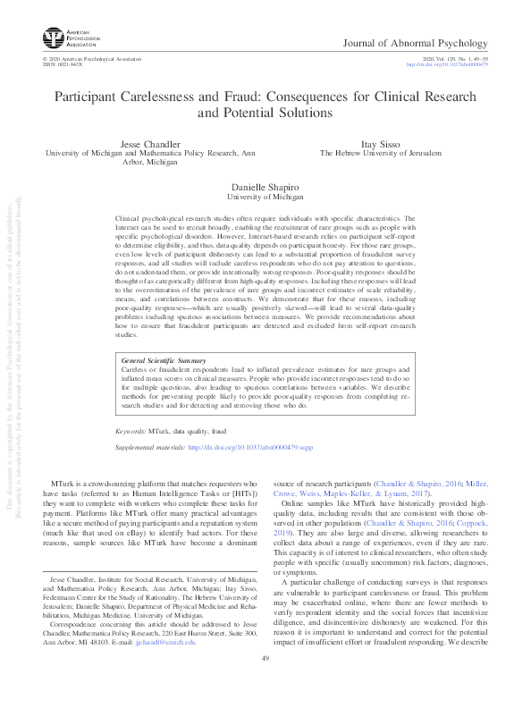 (PDF) Participant Carelessness and Fraud: Consequences for Clinical ...