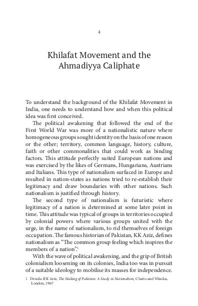 (PDF) Khilafat Movement and the Ahmadiyya Caliphate