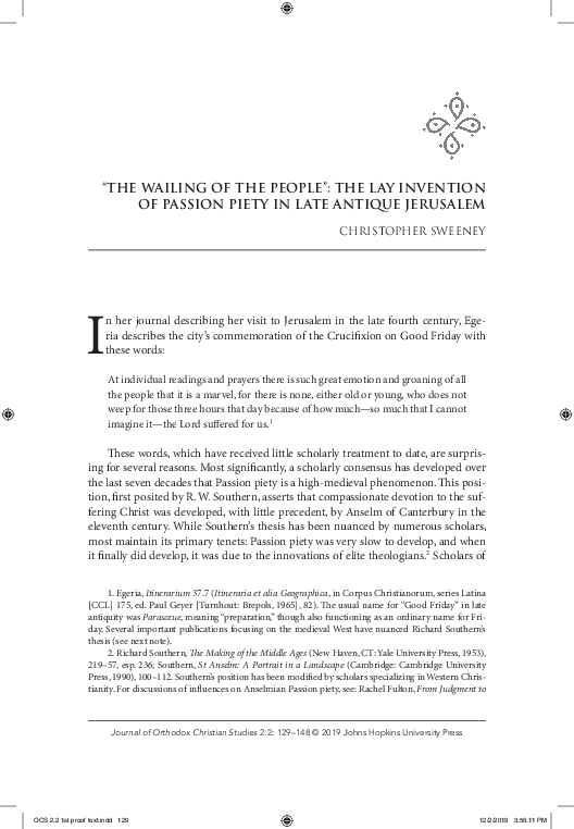 (PDF) "The Wailing of the People": The Lay Invention of Passion Piety ...