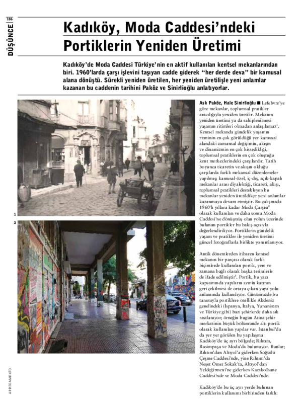 (PDF) Kadıköy, Moda Caddesi’ndeki Portiklerin Yeniden Üretimi
