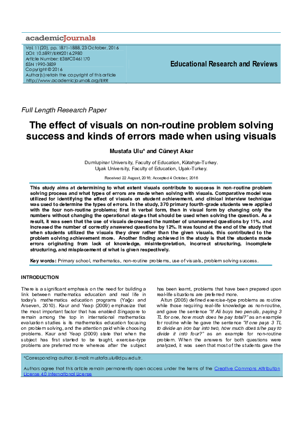 (PDF) The effect of visuals on non-routine problem solving success and ...