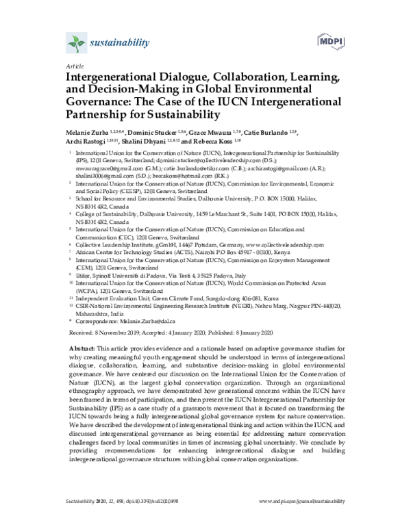 (PDF) Intergenerational Dialogue, Collaboration, Learning, and Decision-Making in Global ...