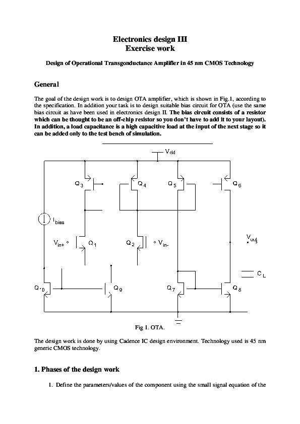 (PDF) Electronics design III Exercise work Design of Operational ...
