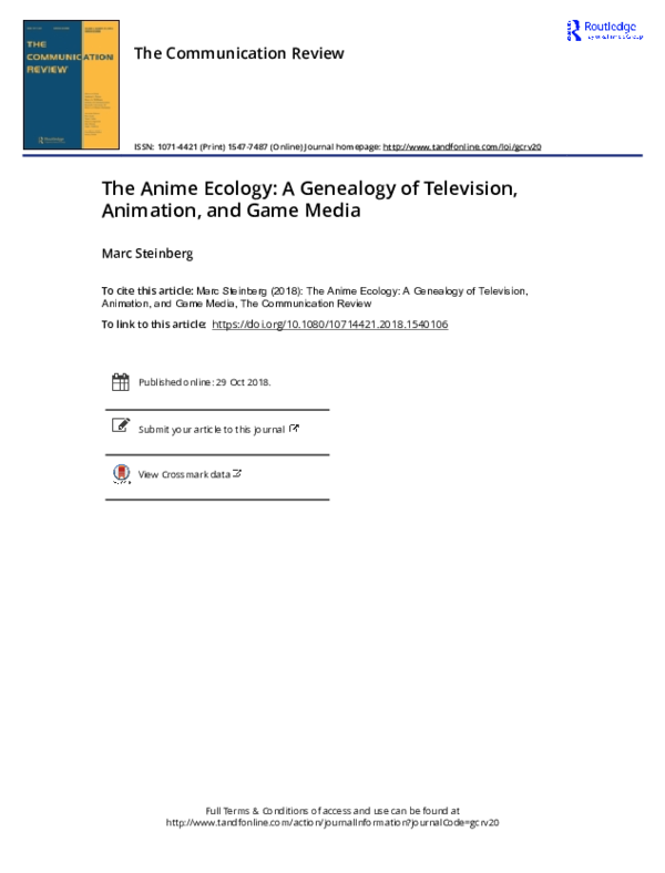 (PDF) Thomas Lamarre's The Anime Ecology: A Genealogy of Television ...