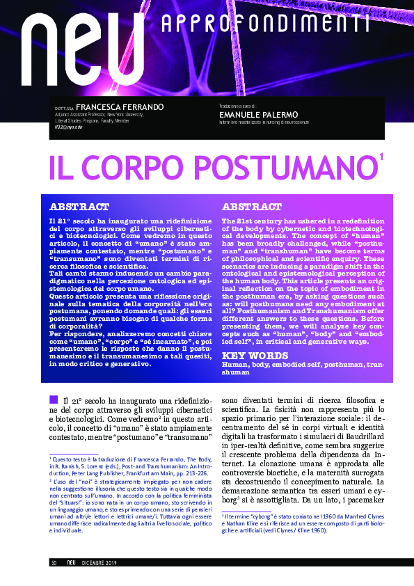 (PDF) Il Corpo Postumano