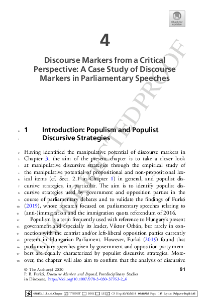 (PDF) 4 Discourse Markers from a Critical Perspective: A Case Study of ...