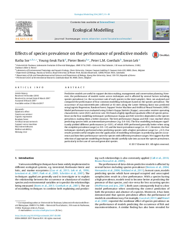 (PDF) Effects of species prevalence on the performance of predictive models