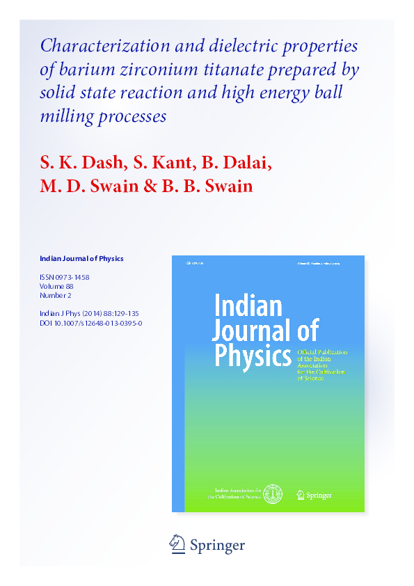 (PDF) Characterization and dielectric properties of barium zirconium ...