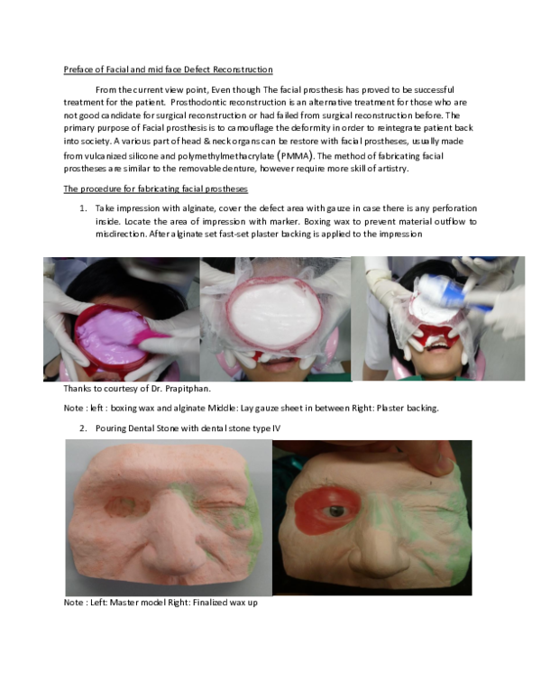 (DOC) Facial and mid face Defect Reconstruction