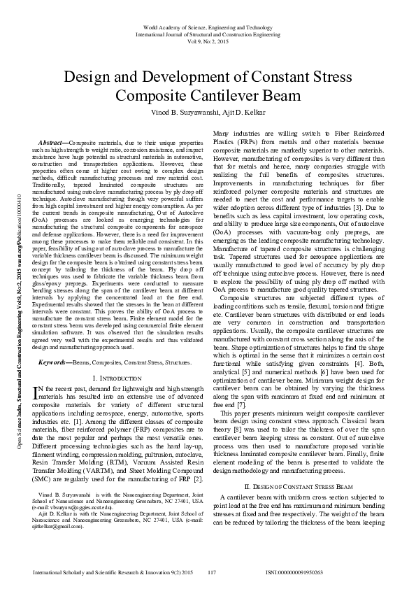 (PDF) Design and Development of Constant Stress Composite Cantilever Beam