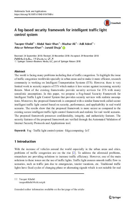 (PDF) A fog-based security framework for intelligent traffic light ...
