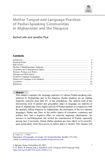 (PDF) Mother Tongue and Language Practices of Pashai-Speaking ...
