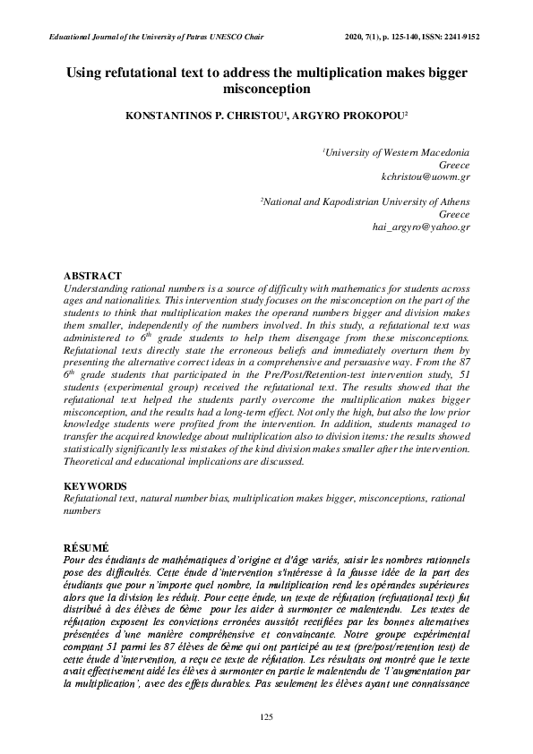 (PDF) Using refutational text to address the multiplication makes ...