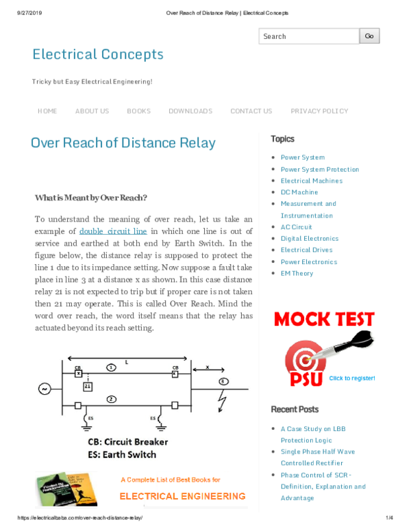 (PDF) Over Reach of Distance Relay