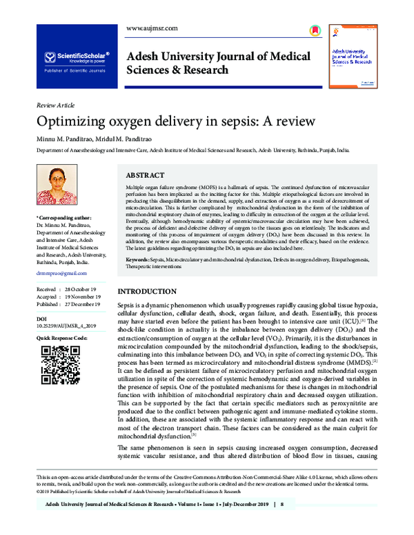 (PDF) Optimizing oxygen delivery in sepsis: A review