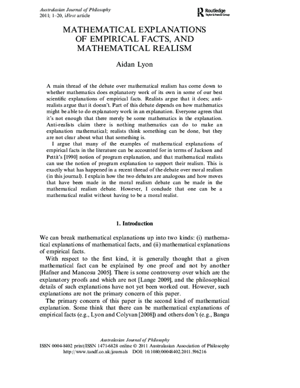 (PDF) MATHEMATICAL EXPLANATIONS OF EMPIRICAL FACTS, AND MATHEMATICAL ...