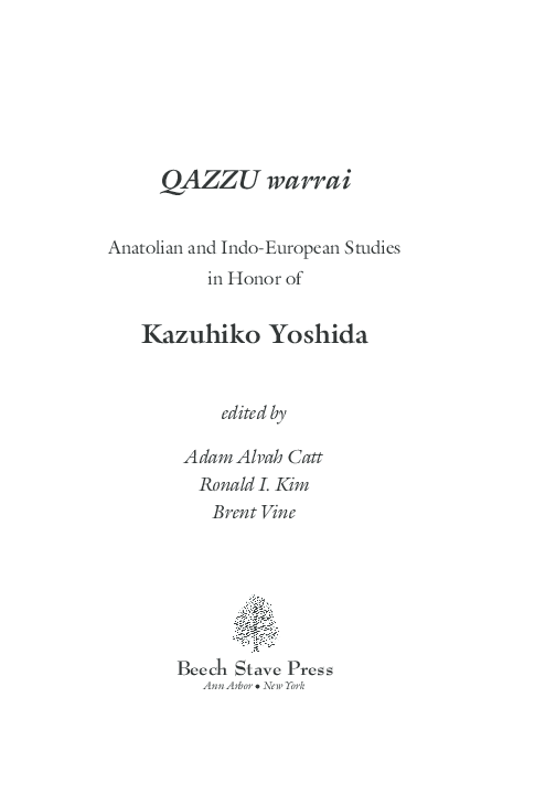 (PDF) Stylistische Merkmale religiöser Textsorten im Hethitischen ...