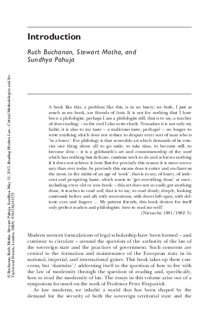 (PDF) Introduction in Ruth Buchanan, Stewart Motha and Sundhya Pahuja ...
