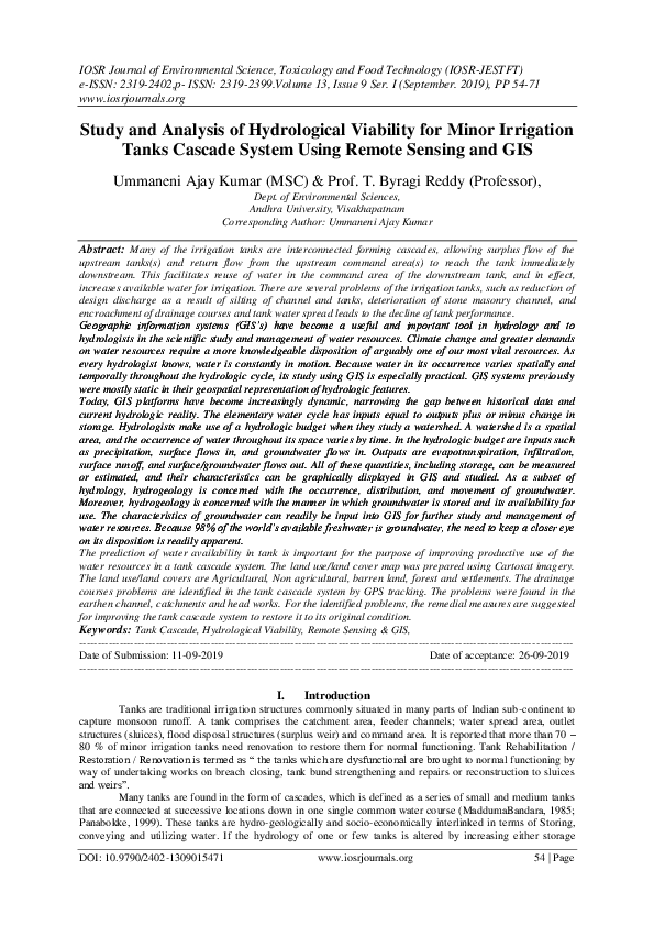 (PDF) Study and Analysis of Hydrological Viability for Minor Irrigation ...