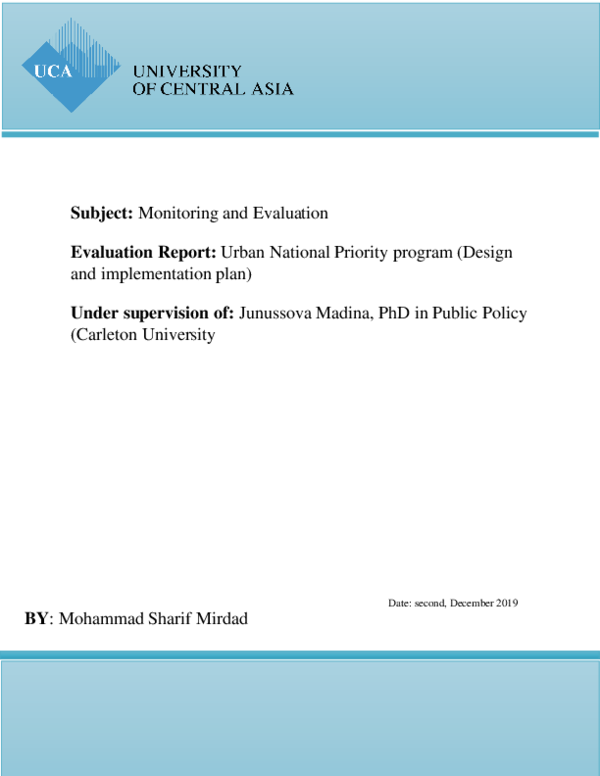 (PDF) Subject: Monitoring and Evaluation