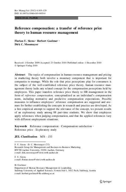(PDF) Reference compensation: a transfer of reference price theory to ...