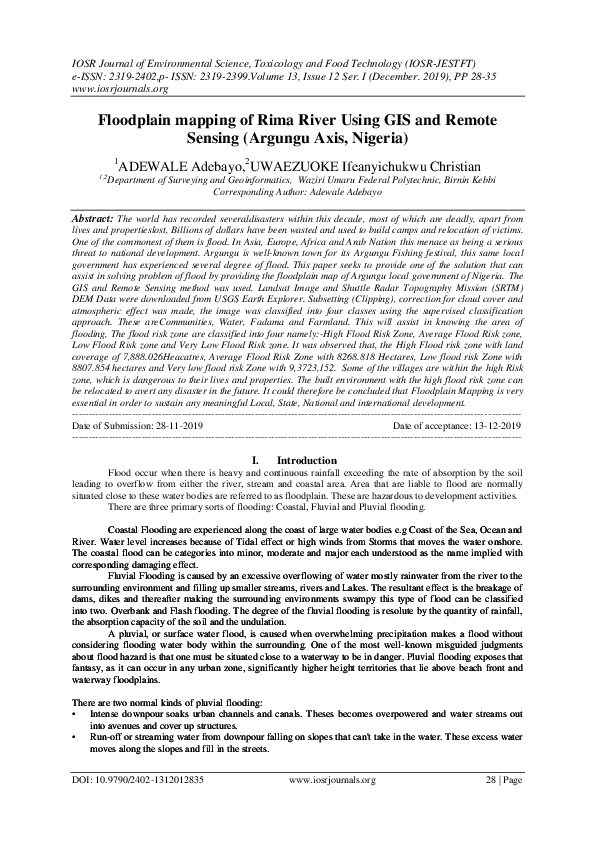 (PDF) Floodplain mapping of Rima River Using GIS and Remote Sensing ...