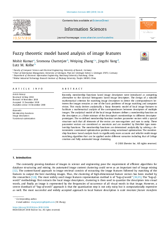 Pdf Fuzzy Theoretic Model Based Analysis Of Image Features