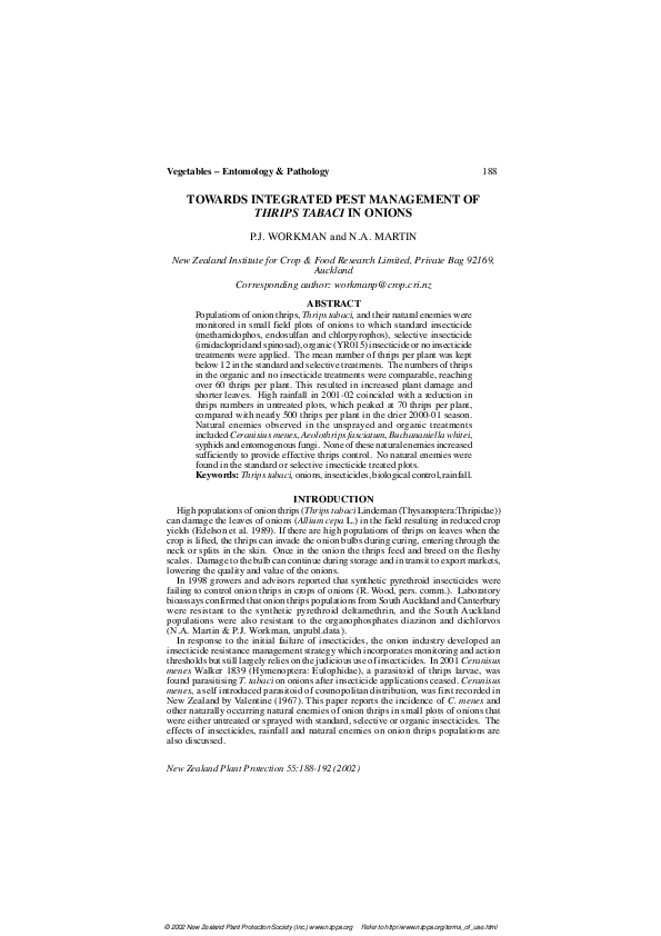 (PDF) TOWARDS INTEGRATED PEST MANAGEMENT OF THRIPS TABACI IN ONIONS