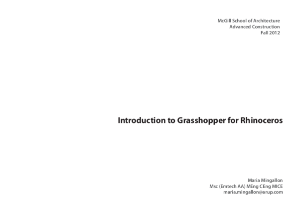 (PDF) Introduction to Grasshopper for Rhinoceros