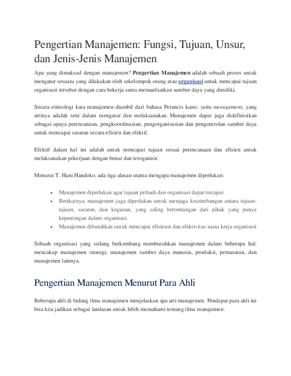 (DOC) Pengertian Manajemen