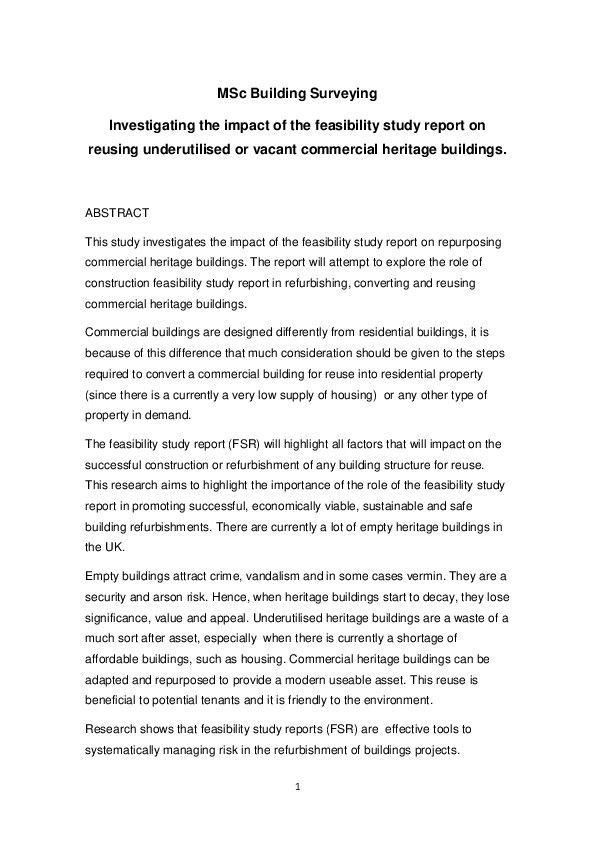(DOC) MSc Building Surveying Investigating the impact of the ...