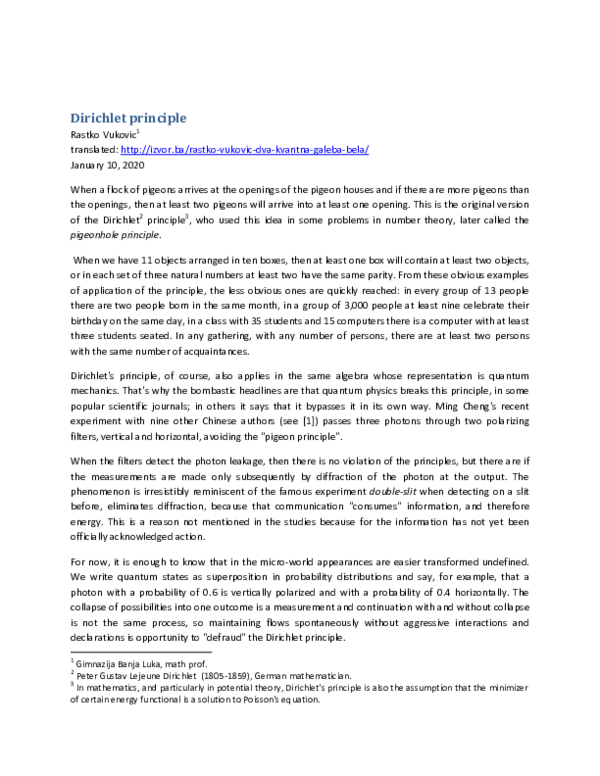 (PDF) Dirichlet principle