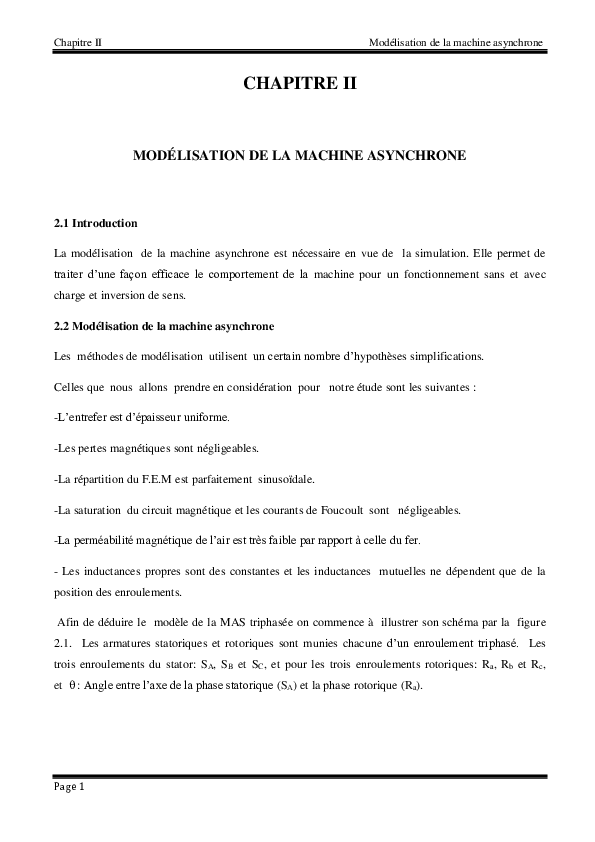 (PDF) Chapitre II Modélisation de la machine asynchrone CHAPITRE II MODÉLISATION DE LA MACHINE ...