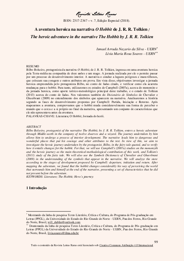 (PDF) Todo o conteúdo da Revista Letras Raras está licenciado sob ...