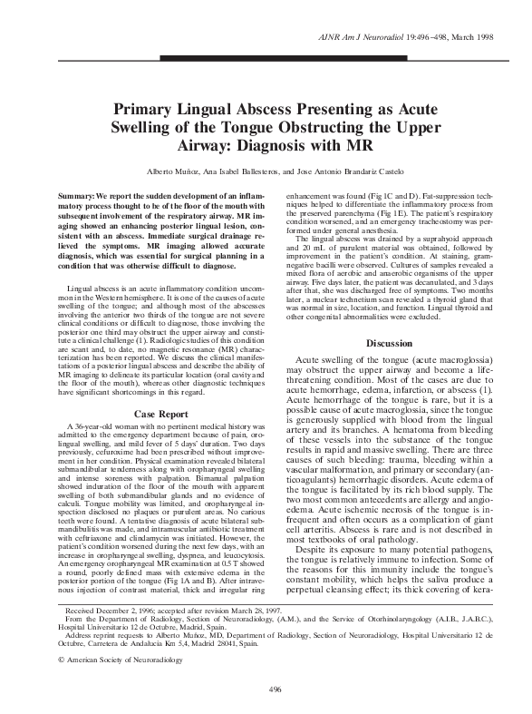 (PDF) Primary Lingual Abscess Presenting as Acute Swelling of the ...