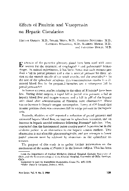 (PDF) Effects of pituitrin and vasopressin on hepatic circulation