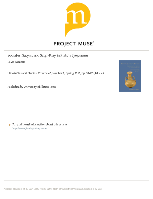 (PDF) Socrates, Satyrs and Satyr-Play in Plato’s Symposium