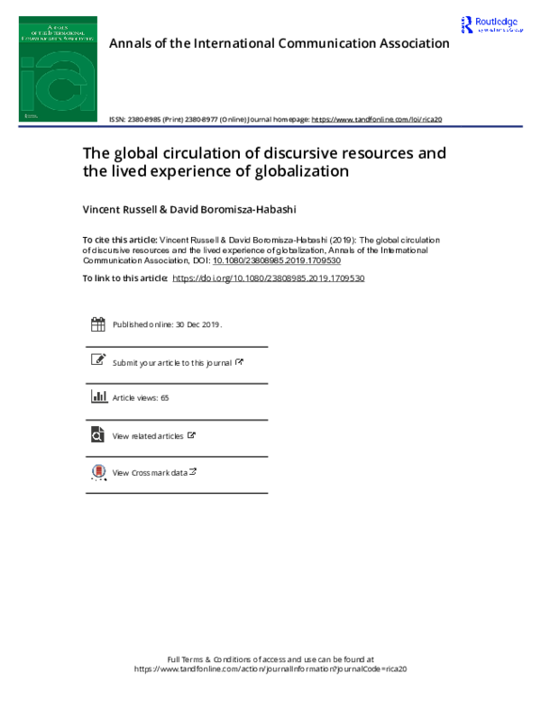 (PDF) The global circulation of discursive resources and the lived ...