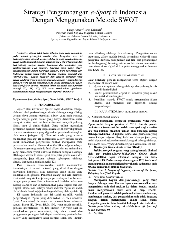 (PDF) Strategi Pengembangan e Sport di Indonesia Dengan Menggunakan ...