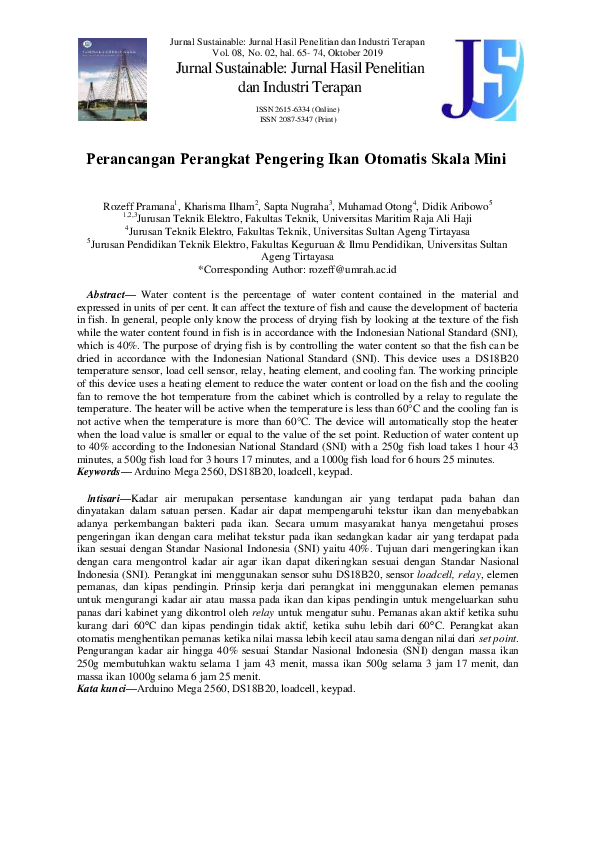 (PDF) Perancangan Perangkat Pengering Ikan Otomatis Skala Mini