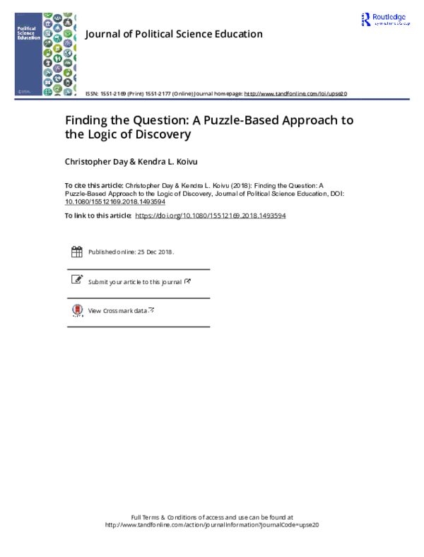 (PDF) Finding the Question: A Puzzle-Based Approach to the Logic of ...
