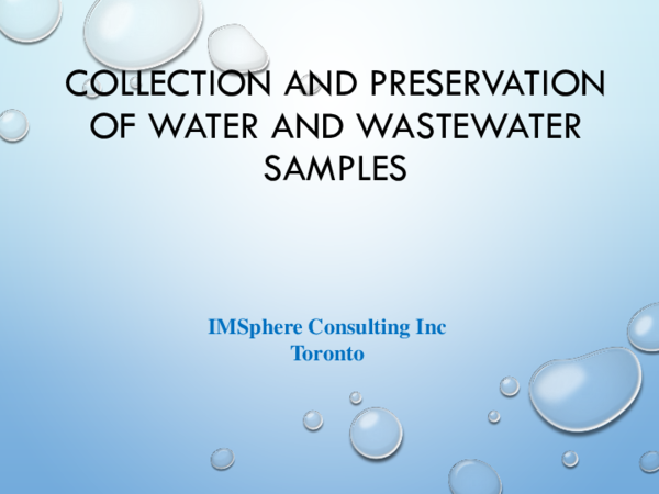 (PPT) Collection and Preservation of Water Wastewater Samples
