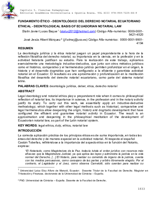 (PDF) FUNDAMENTO ÉTICO -DEONTOLÓGICO DEL DERECHO NOTARIAL ECUATORIANO ...