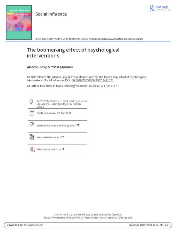 (PDF) The boomerang effect of psychological interventions