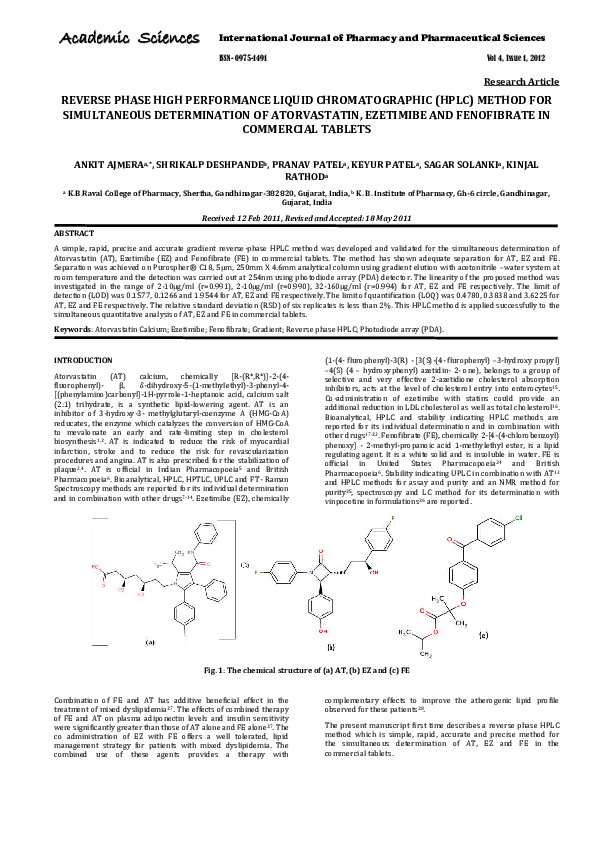 Pdf Reverse Phase High Performance Liquid Chromatographic Hplc