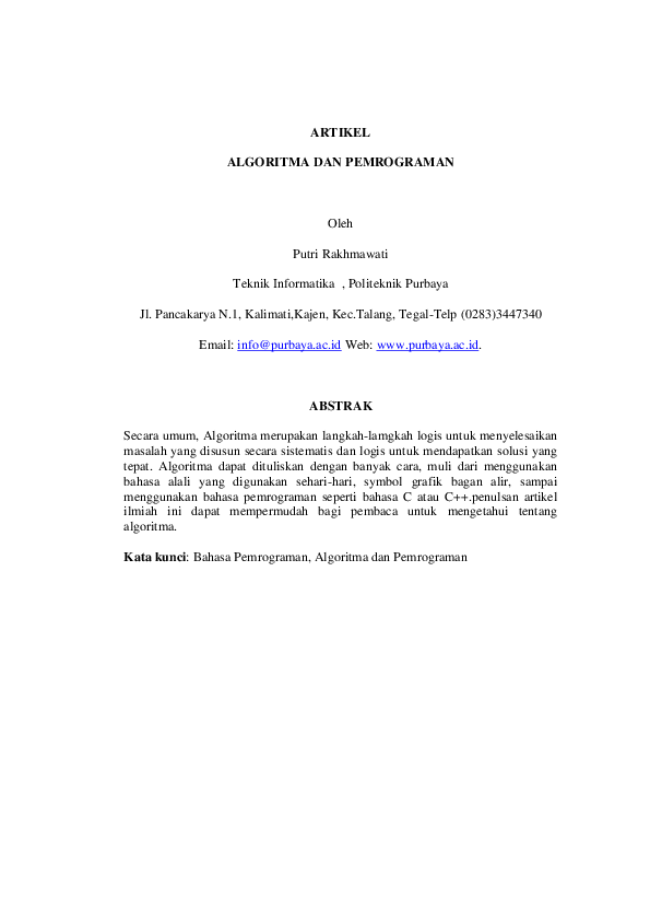 (DOC) Artikel algoritma pemrograman