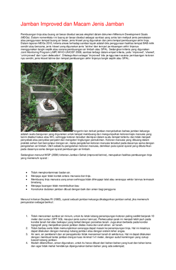 (DOC) Jamban Improved dan Macam Jenis Jamban