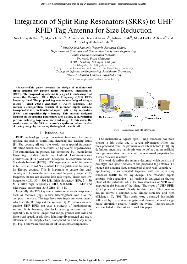(PDF) Integration of Split Ring Resonators (SRRs) to UHF
