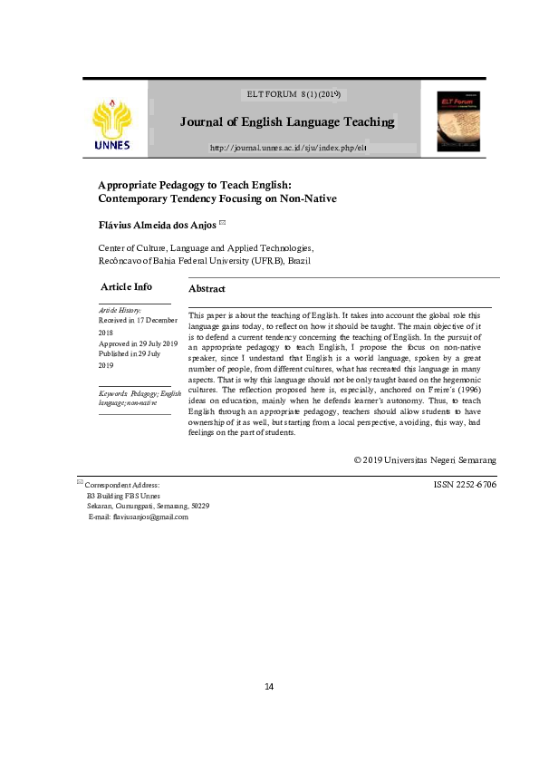 (PDF) Appropriate Pedagogy to Teach English: Contemporary Tendency ...