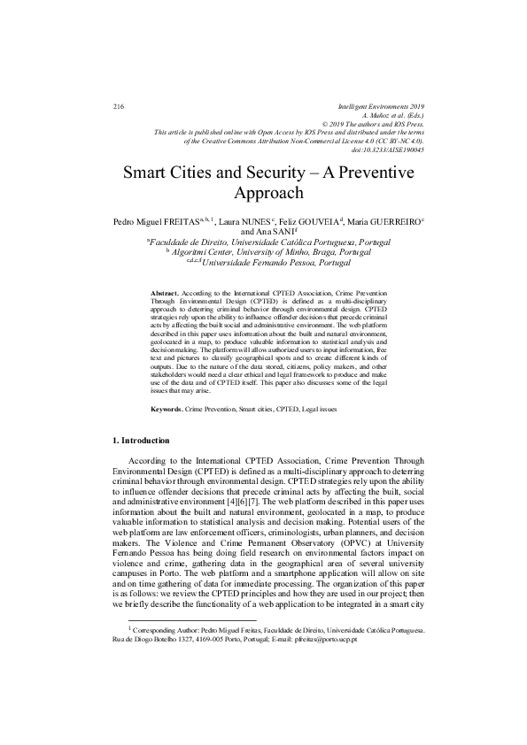 (PDF) Smart Cities and Security -A Preventive Approach